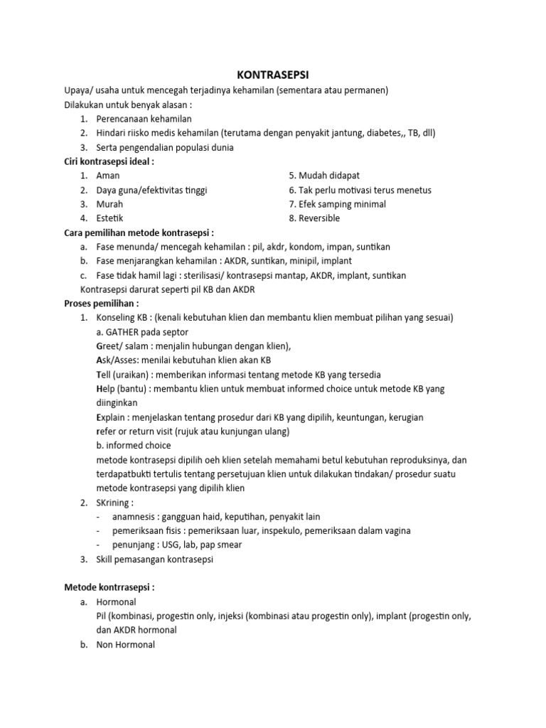 Panduan Lengkap Metode Kontrasepsi | PDF