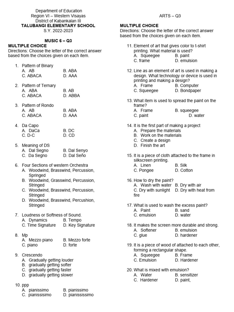 Grade 6 Q3 Exam | PDF