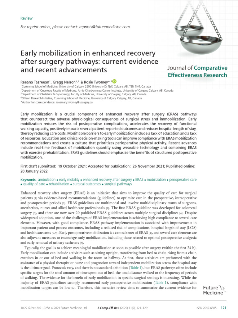Tazreean Et Al 2022 Early Mobilization in Enhanced Recovery After ...