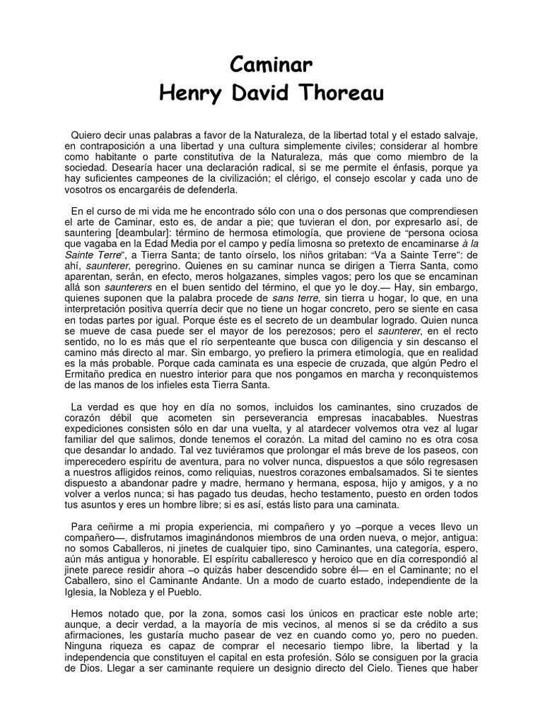 Thoreau, Henry David - Caminar | PDF | Naturaleza | Mitología griega