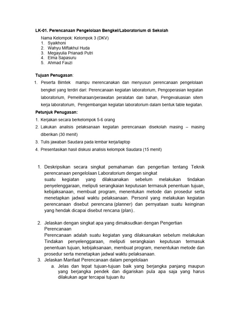 LK 01 PERENCANAAN LABORATORIUM (Isian Part 3) | PDF