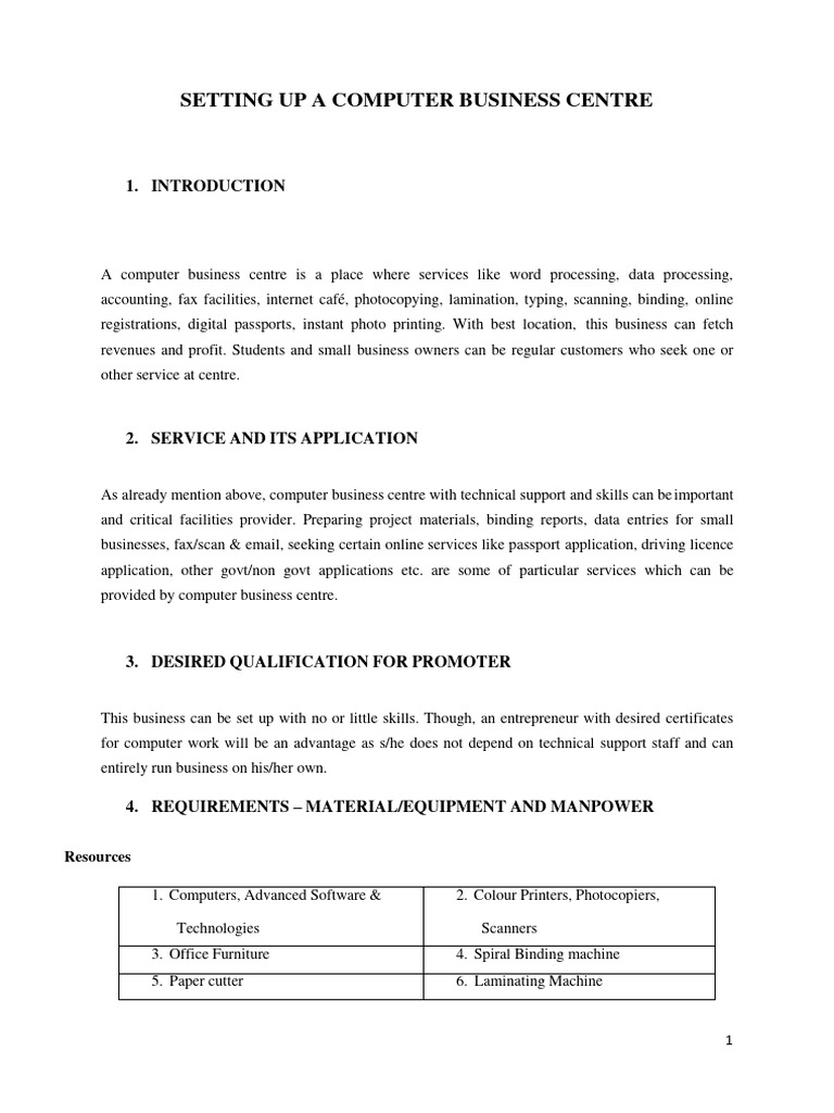 Setting up a computer business center PDF Photocopier Fax