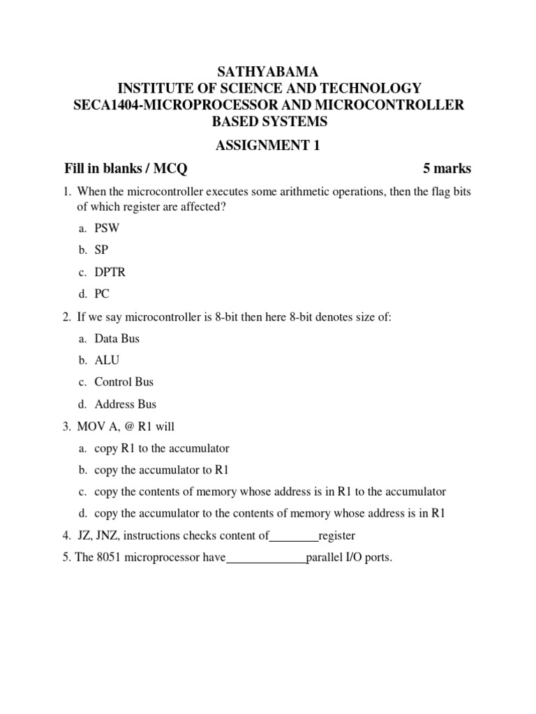 Microcontroller Basics Assignment | PDF