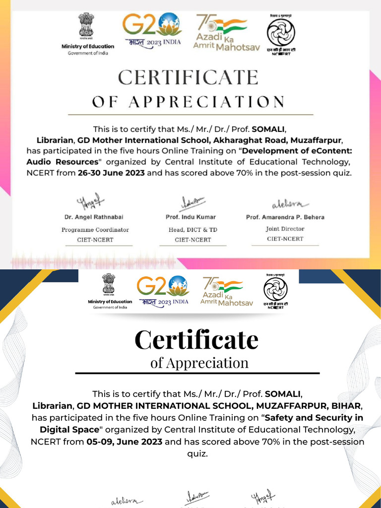 CBSE Certificates 2023-24 | Download Free PDF | Educational Technology ...