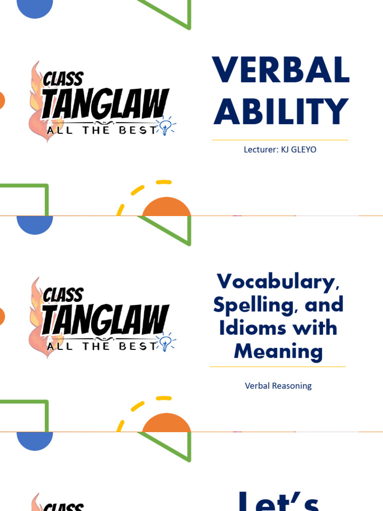 Verbal Vocabulary Spelling and Idioms With Meaning | PDF | Idiom