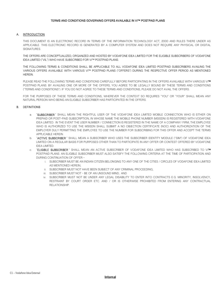 Postpaid TN C | PDF | Roaming | Indemnity