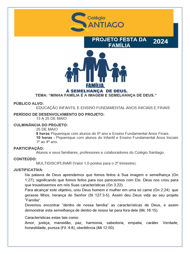 Projeto Família: Semelhança com Deus | PDF | Família | Amor