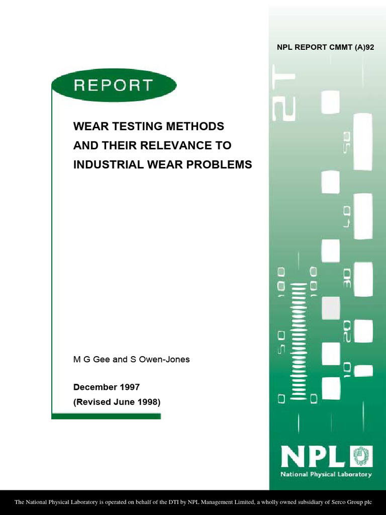 NPL Report | PDF | Wear | Mechanical Engineering