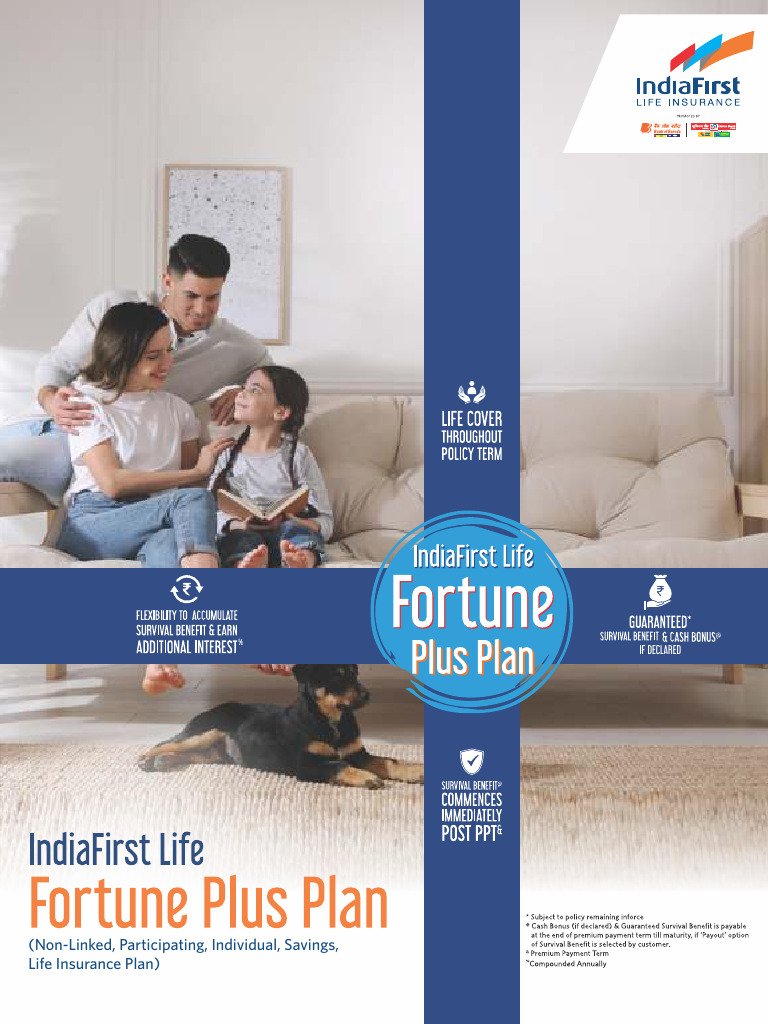 IndiaFirst Life Fortune Plus Plan - Brochure | PDF | Insurance | Life Insurance