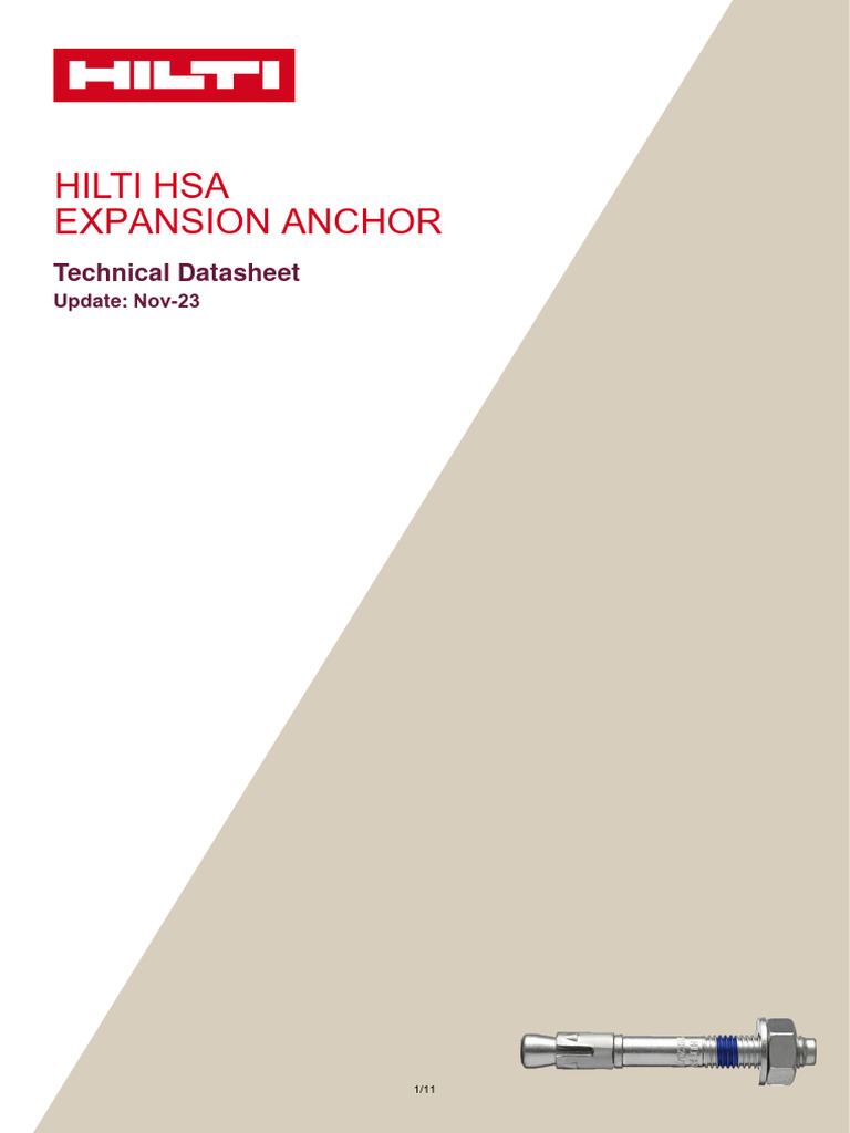 Technical Data Sheet For The HSA Stud Anchor Technical Information ...