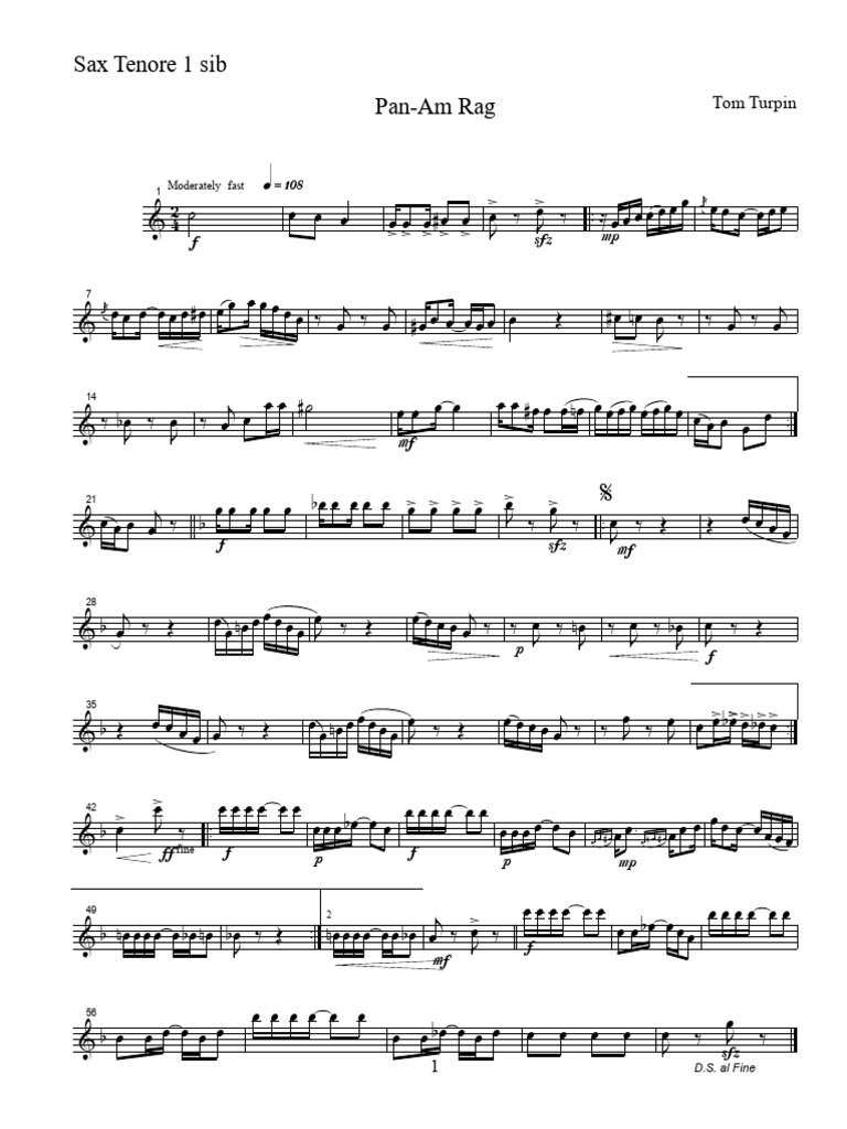 Pan-Am Rag - Sax Tenore | PDF