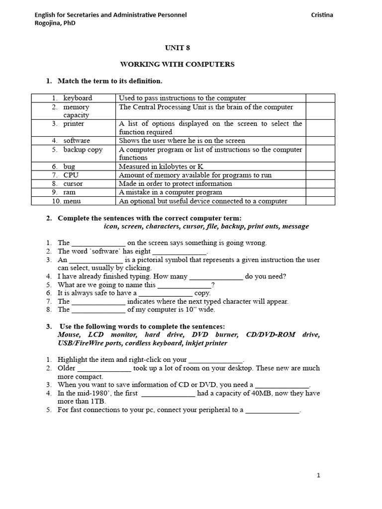 Unit 8 - WC | PDF | Computer Keyboard | Cursor (User Interface)