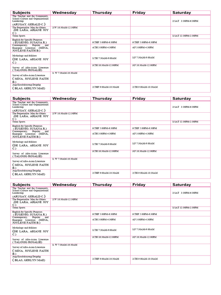 Schedule 2nd Sem | PDF | Folklore