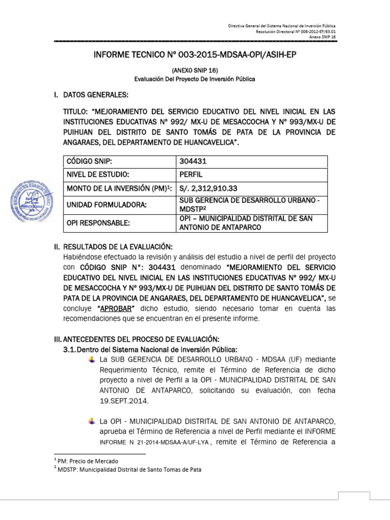 Informe de Aprob | PDF | Educación de la primera infancia | Evaluación