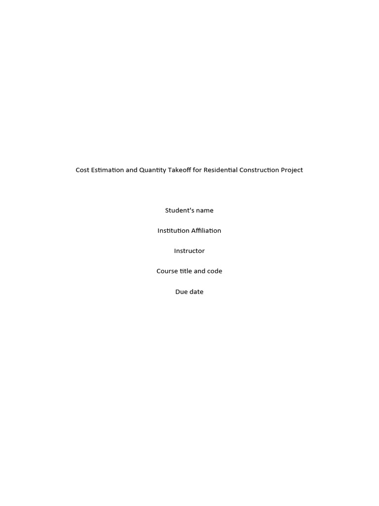 Construction Cost Estimation Report Pdf Concrete Masonry