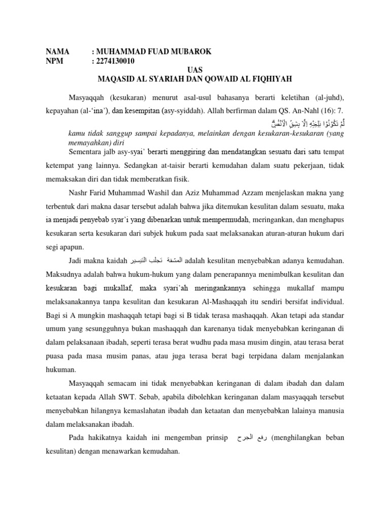 Mashaqqah dan Taysir dalam Syariah | PDF
