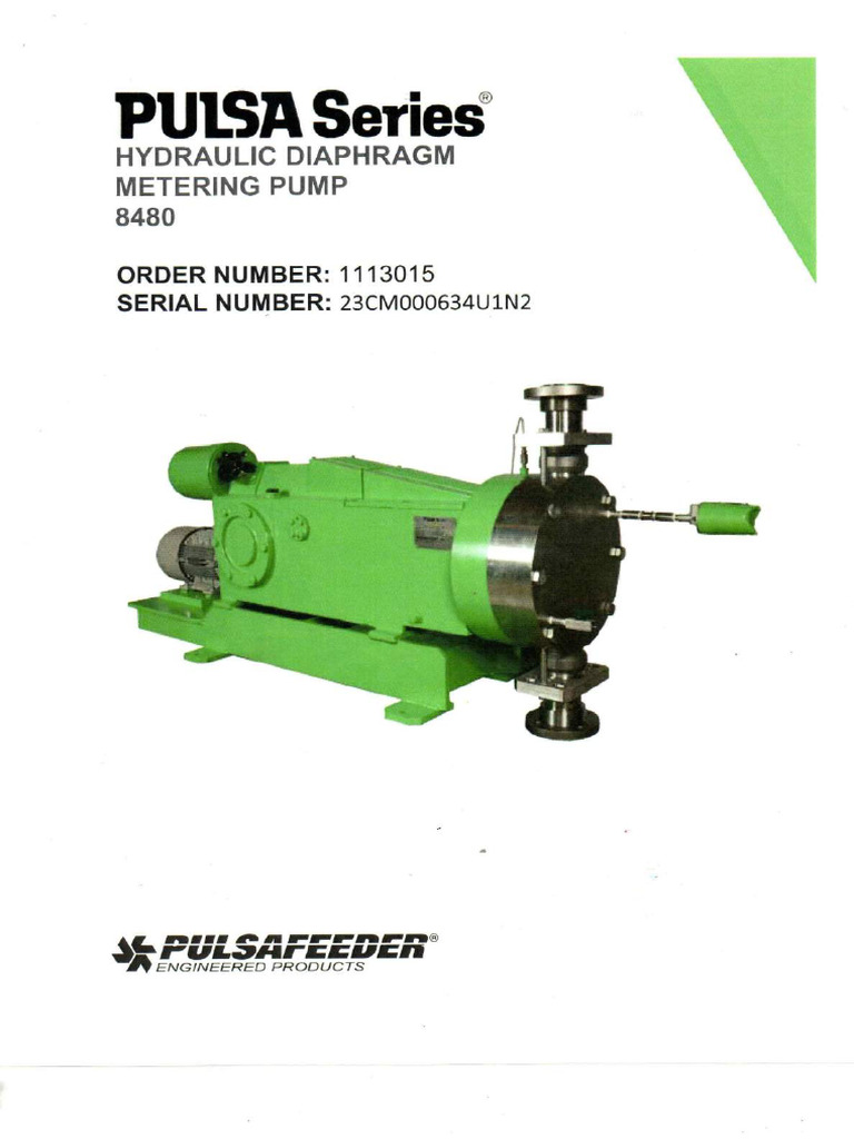 PULSA SERIES Hydraulic Diaphragm Metering Pump 8480 - 23CM000634U1N2 ...