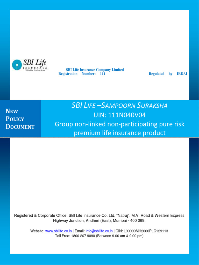 SBI Life Sampoorn Suraksha Policy | PDF | Insurance | Life Insurance