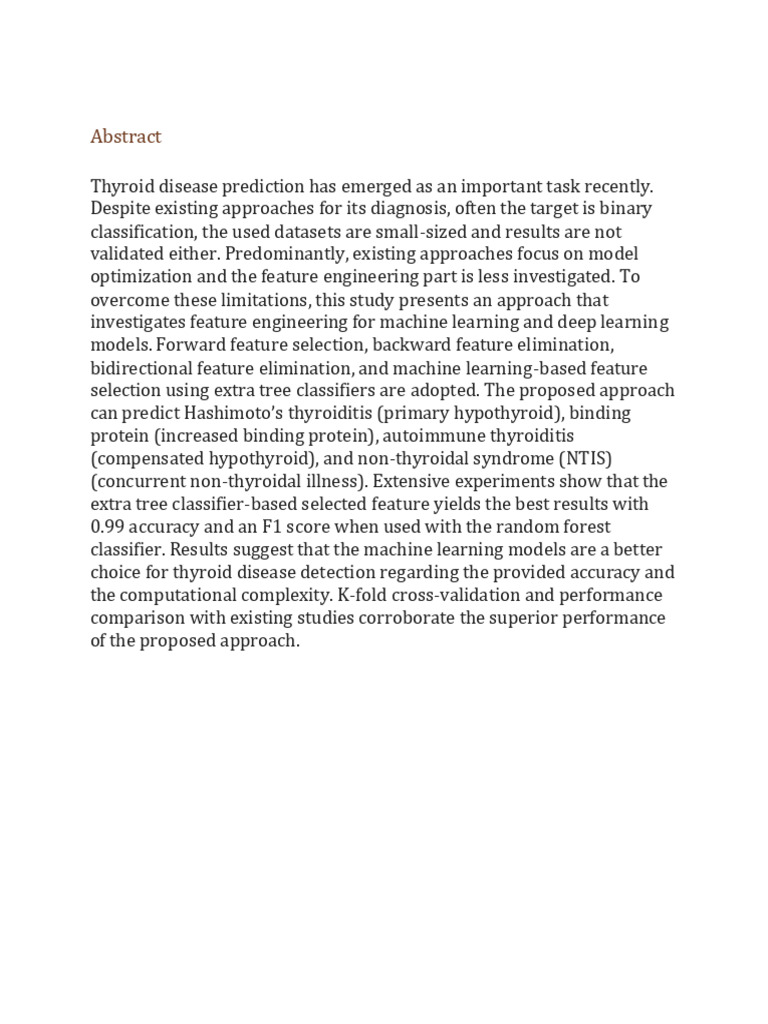 Thyroid Disease Prediction | PDF | Thyroid Disease | Hypothyroidism