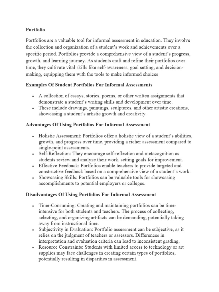 Informal Assessment Tools | PDF | Educational Assessment | Learning
