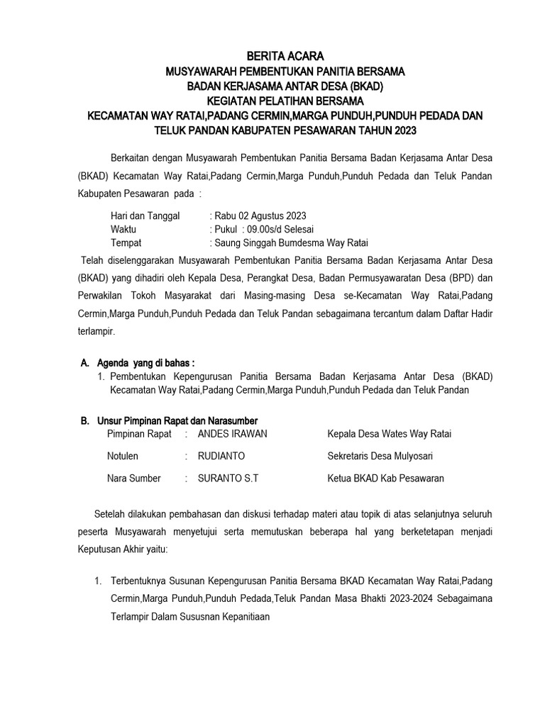 BERITA ACARA-1 | PDF