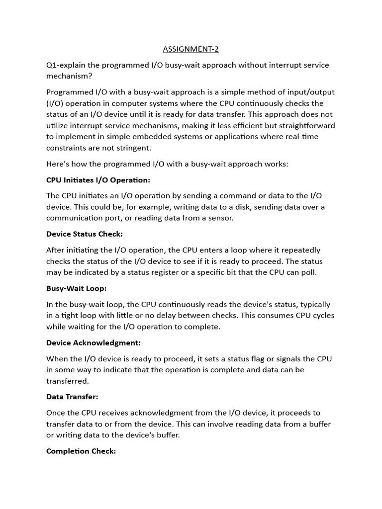 Assignment Embedded - 2 | Download Free PDF | Process (Computing) | Input/Output