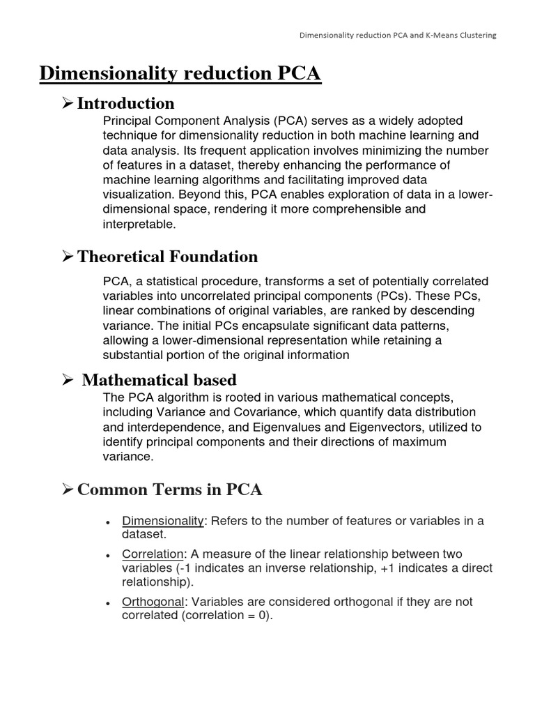 Pca&kmean | PDF | Principal Component Analysis | Eigenvalues And ...