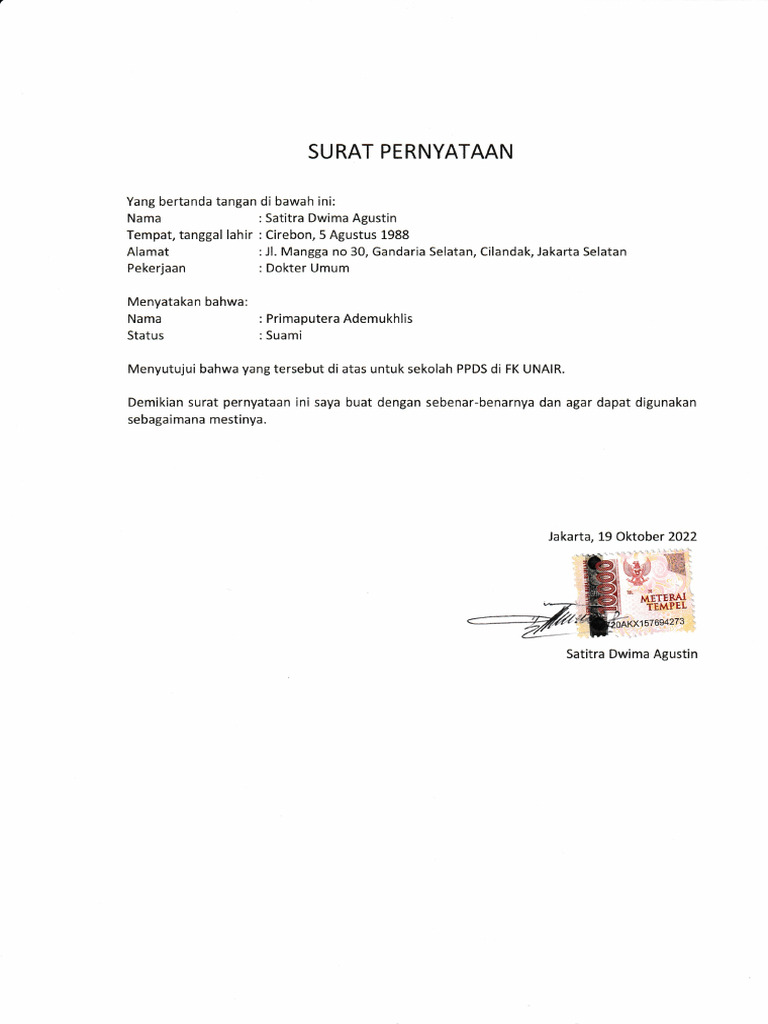 surat acc istri | PDF