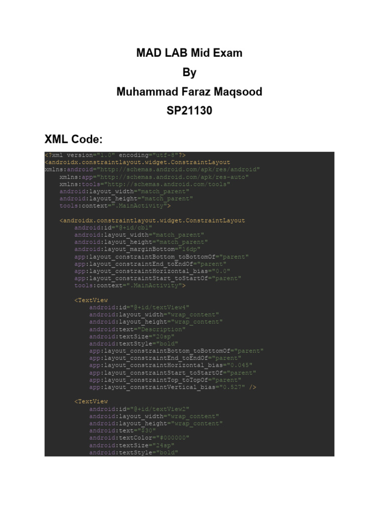 MAD LAB Mid Exam | PDF | Android (Operating System) | Smartphone