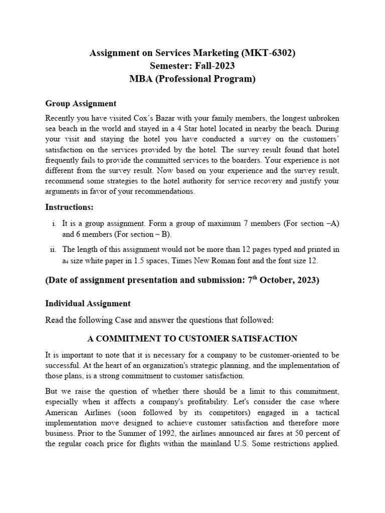 Assignment Fall-2023 | PDF | Airlines | Customer Satisfaction