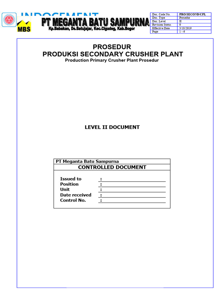 Sop CPL 2 Produksi Secondary | PDF
