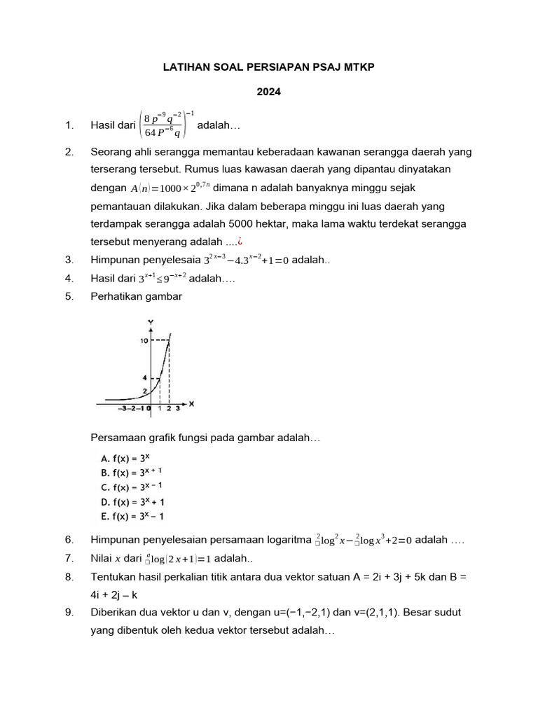 234latihan Soal Persiapan Psaj MTKP | PDF