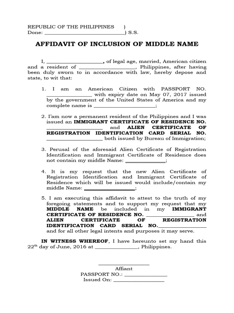 Inclusion of Name-Affidavit | PDF