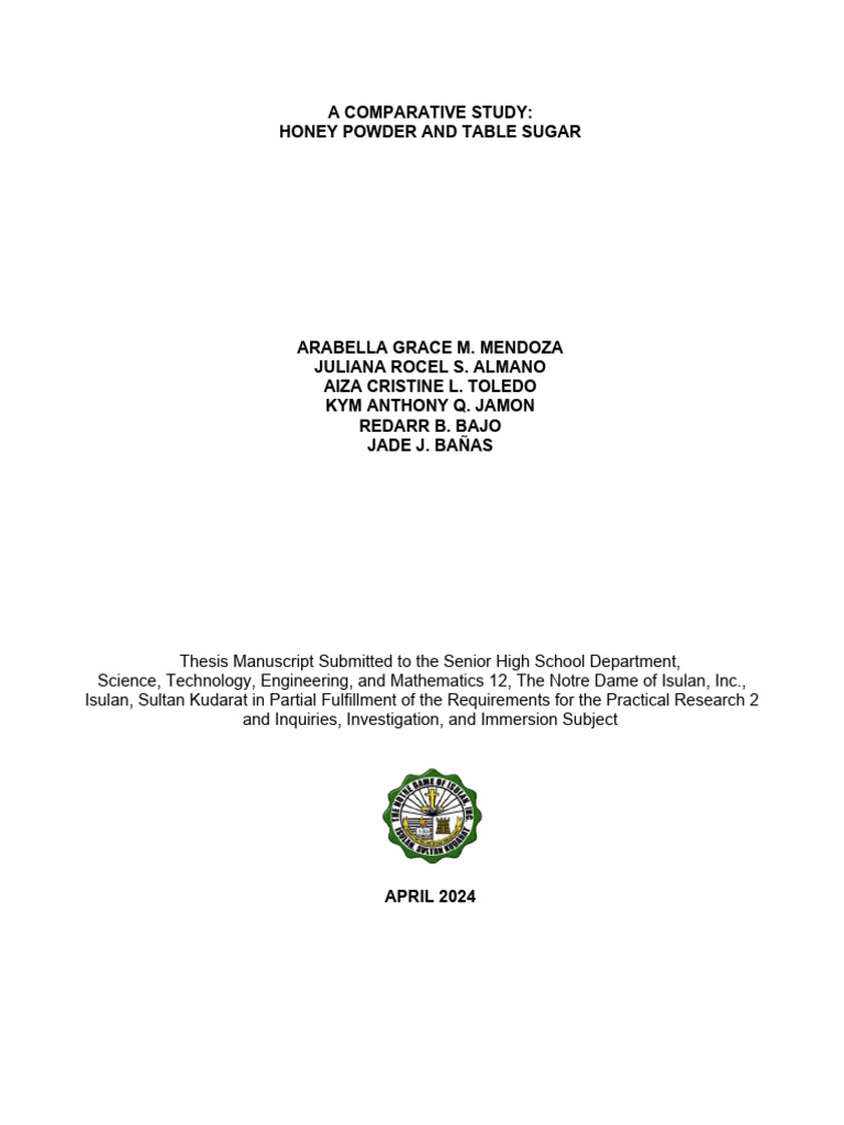 HONEY POWDER PR Manuscript | PDF | Scientific Method | Methodology