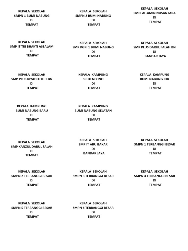 Format Label Undangan 103 | PDF