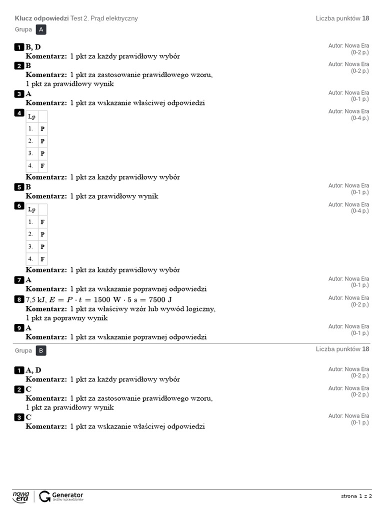 Klucz Odpowiedzi | PDF