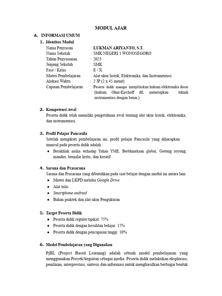 Modul Ajar DPK Alat Ukur | PDF