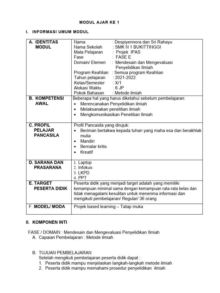 MODUL AJAR Metode Ilmiah | PDF