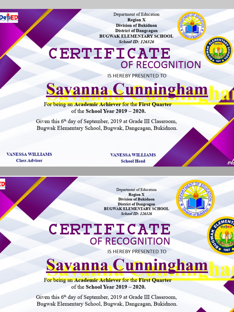 Certificate Lay Out (Editable-Savanna Cunningham) | PDF