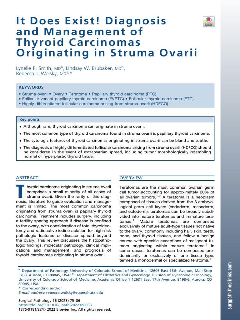 Thyroid Carcinomas in Struma Ovarii | PDF | Ovarian Cancer | Metastasis