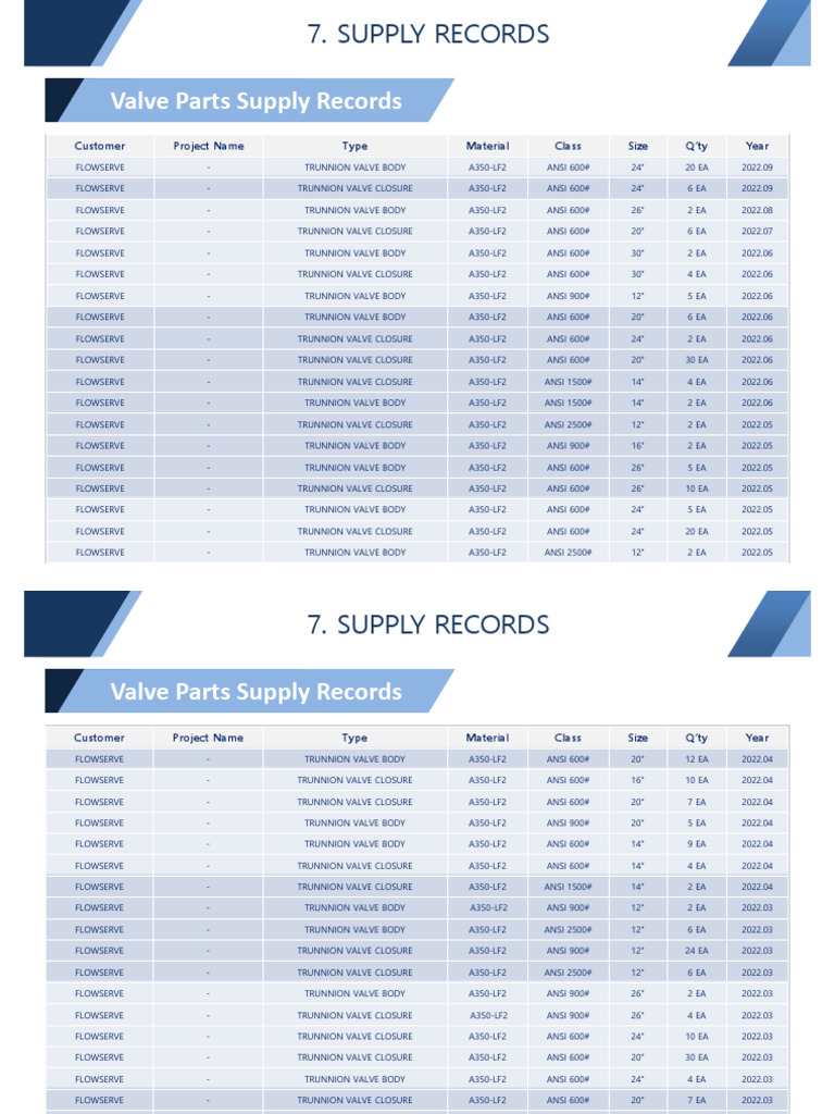 Supply Records | PDF | Valve | Manufactured Goods