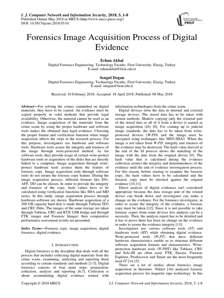 Forensics Image Acquisition Process of Digital Evidence | PDF ...