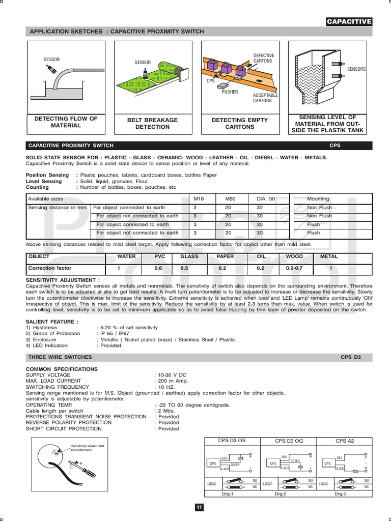 Capacitance Type Proximity Switches | PDF | Capacitor | Switch
