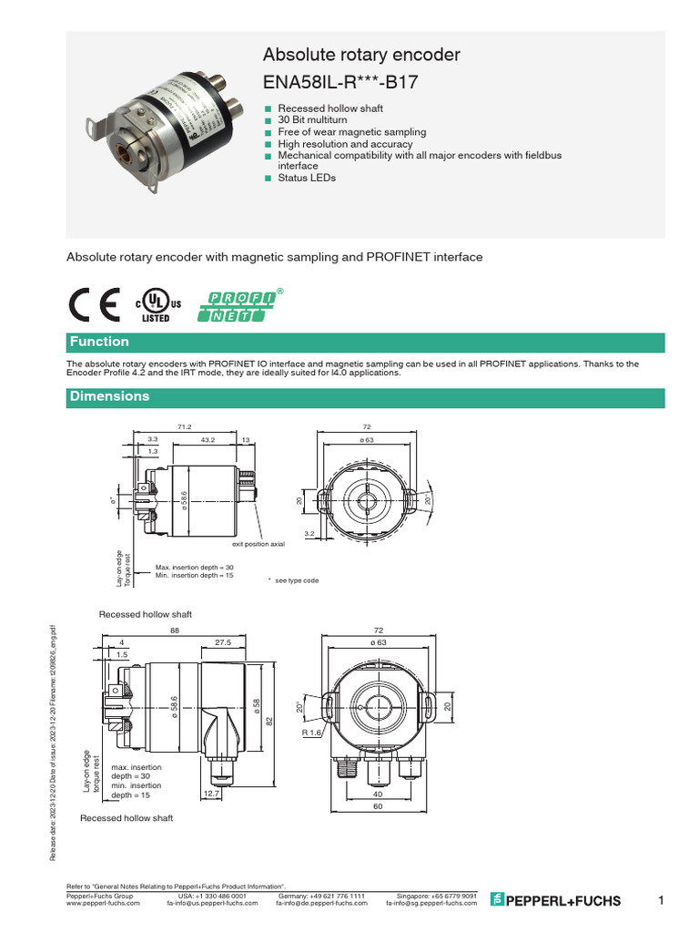 Data Sheet Encodeur - P&F - t209826 | PDF | Tools | Geometric Measurement