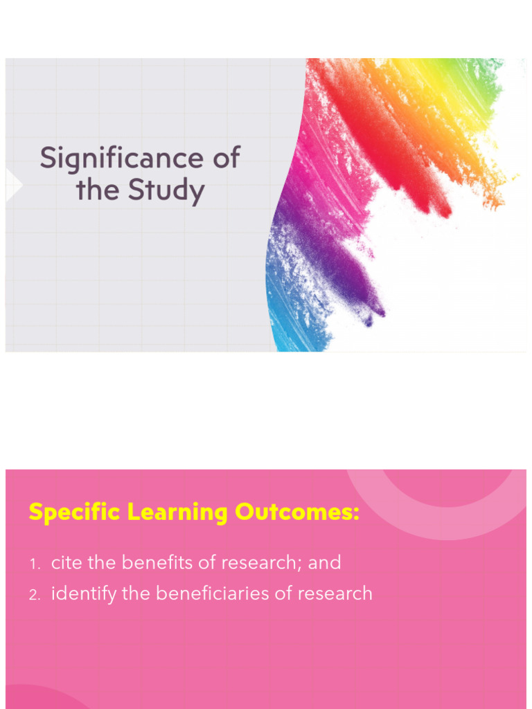 Significance of The Study | PDF | Cognition | Learning