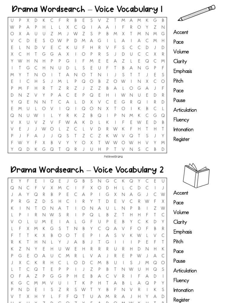 Drama Wordsearch - Voice Vocabulary 1 | PDF