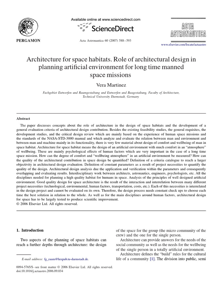 Architecture Space Habitats | PDF | Senses | Design