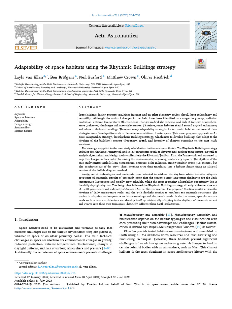 Adaptability of Space Habitats Using The Rhythmic Buildings Strategy ...