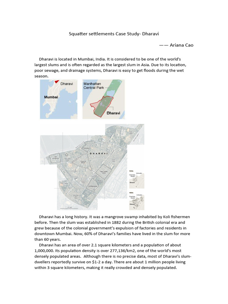 Squatter Settlements Case Study-Dharavi | PDF | Slum | Economies