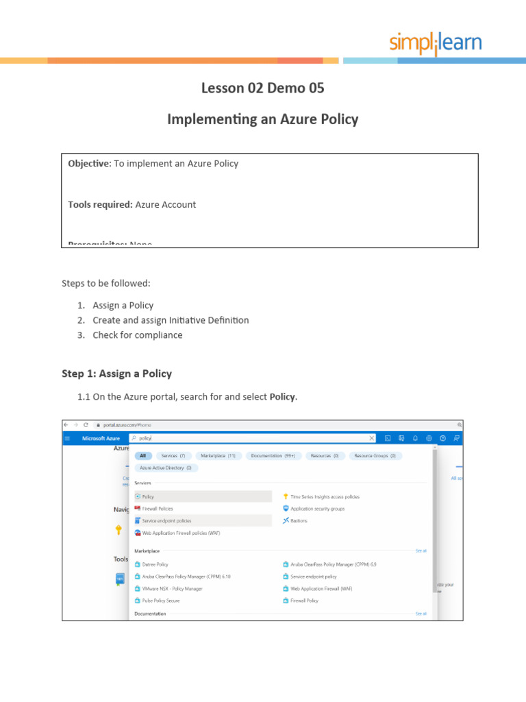 Implementing Azure Policy Initiatives | PDF